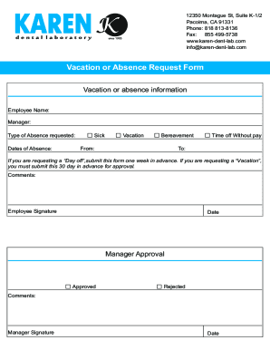 Fillable Online Vacation or absence request form 10.12.2019.cdr Fax ...