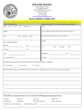 Fillable Online Hate Crime Complaint Form Fax Email Print - pdfFiller