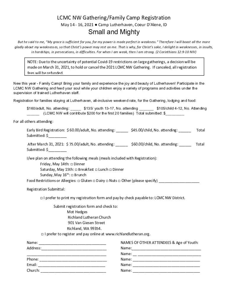 Fillable Online A relational ministry in the midst of God ... - Camp ...