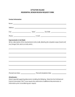 Fillable Online LITTLETON VILLAGE RESIDENTIAL DESIGN REVIEW REQUEST ...