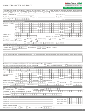 Fillable Online 23) Claim FormMotor Accident - Home - BryteMotor ...