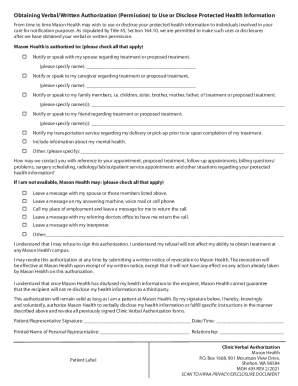 Fillable Online Obtaining Verbal/Written Authorization (Permission) to ...