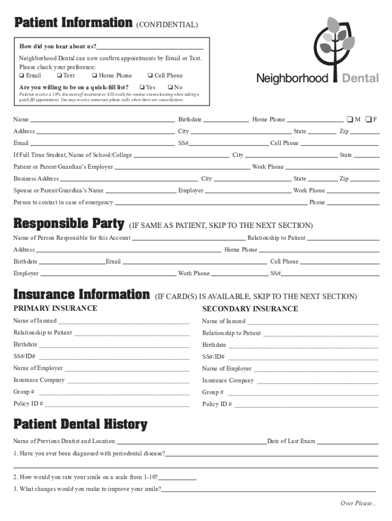 Fillable Online Prairie Skies Patient Information Form Fax Email Print - pdfFiller
