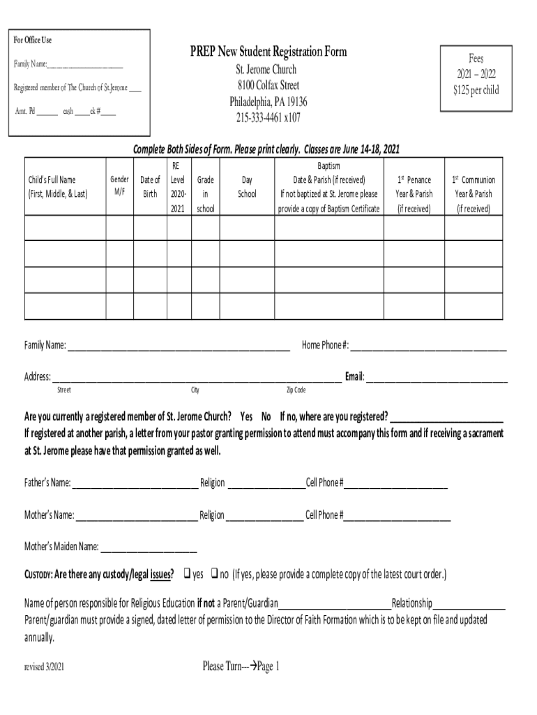 Fillable Online M Kids Academy 2021-2022 Weekday Preschool Registration ...