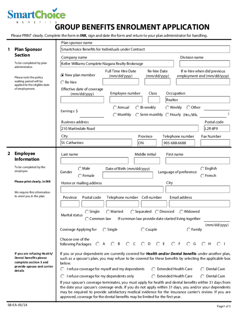 Fillable Online Group benefits enrolment form - York Fax Email Print - pdfFiller