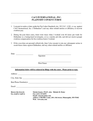 Fillable Online CACI - Consent Form Fax Email Print - pdfFiller