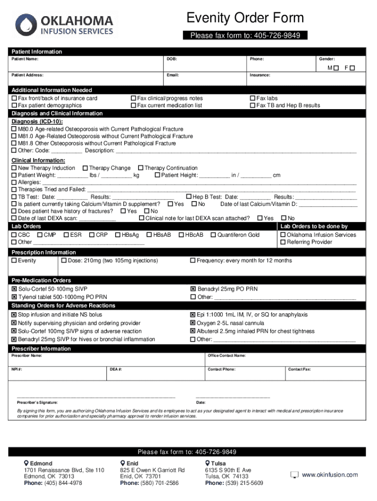Fillable Online Evenity Order Form Fax Email Print - pdfFiller