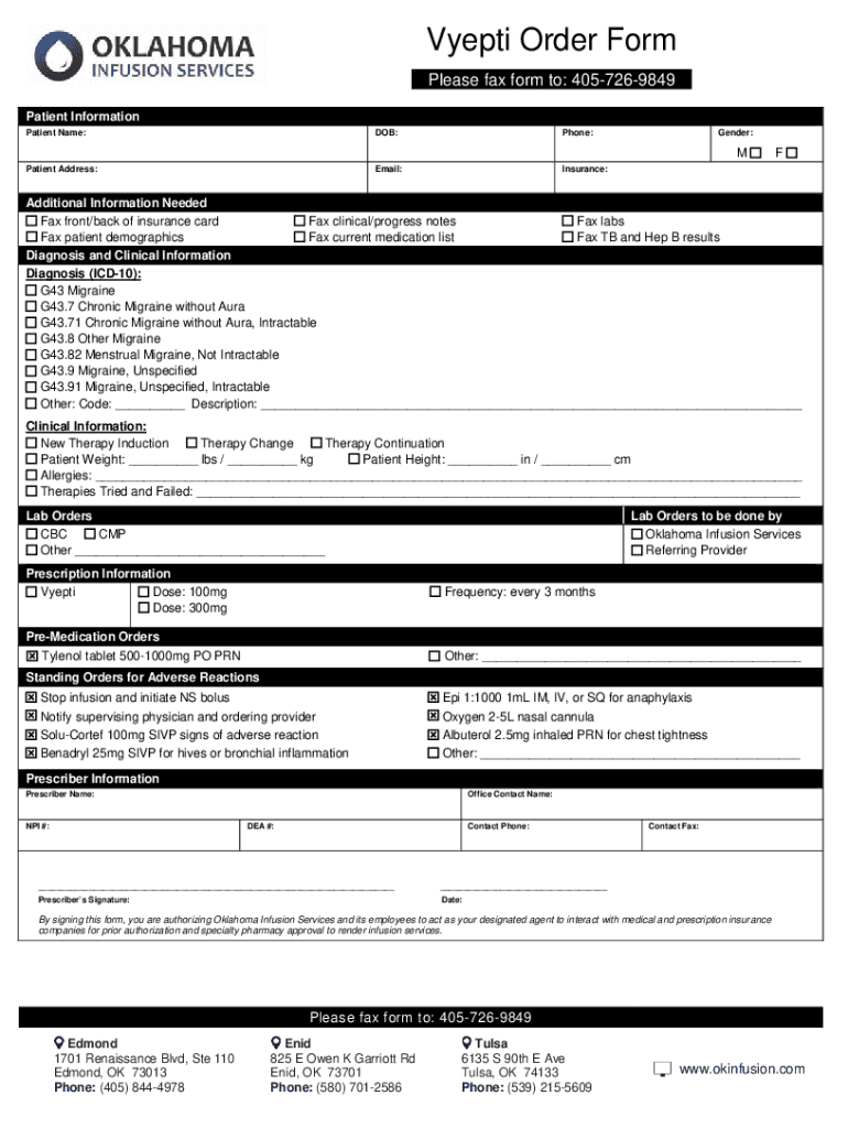 Fillable Online Vyepti Order Form Fax Email Print - pdfFiller