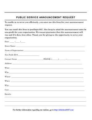 Fillable Online LC Media PSA Request Form Fax Email Print - pdfFiller