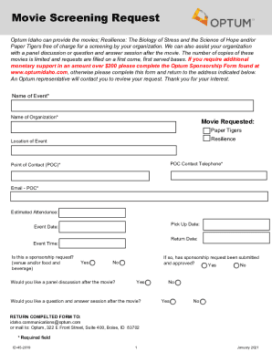 Fillable Online Optum Movie Screening Request Form April2021. Optum ...