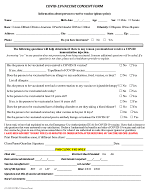 Fillable Online COVID-19 VACCINE SCREENING AND MINOR CONSENT FORM ...
