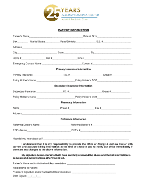 Fillable Online PATIENT INFORMATION Race Preferred Language Fax Email ...