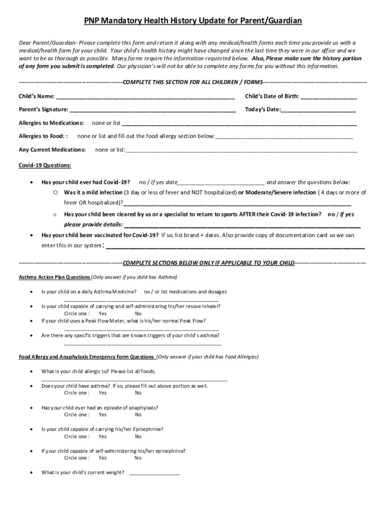 Fillable Online PNP Mandatory Health History Form- rev 4-30-21-2.docx ...
