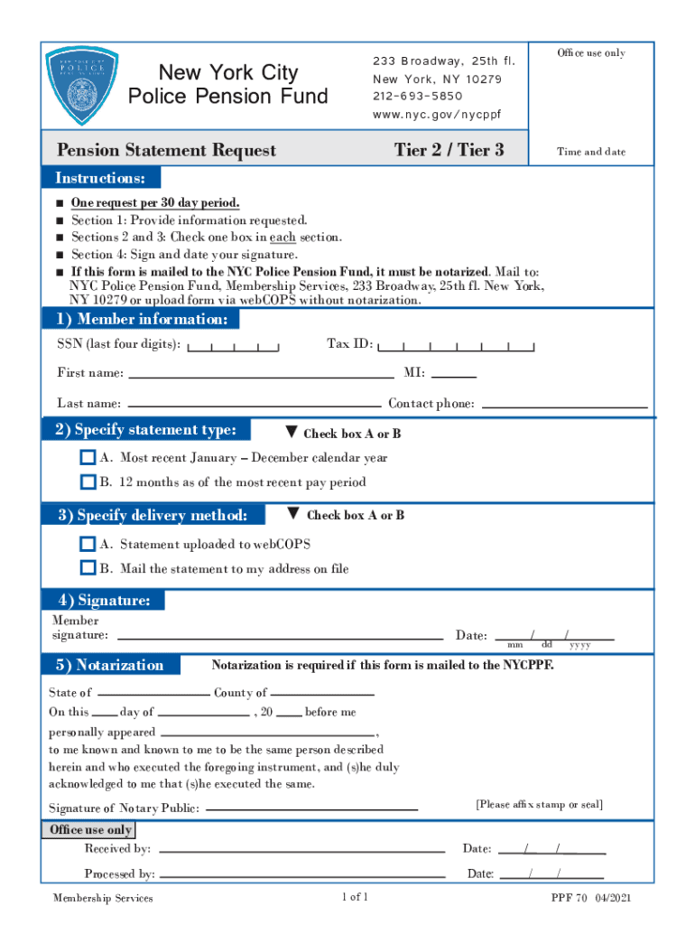 New York City Police Pension Fund - Fill Online, Printable, Fillable ...