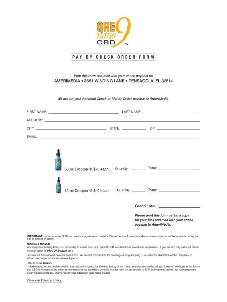 Fillable Online PAY BY CHECK ORDER FORM Fax Email Print - pdfFiller