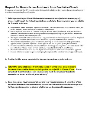 Fillable Online Request for Benevolence Assistance from Brookside ...
