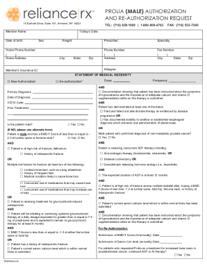 Fillable Online AUTHORIZATION AND RE ... - Reliance Rx Sp Fax Email ...