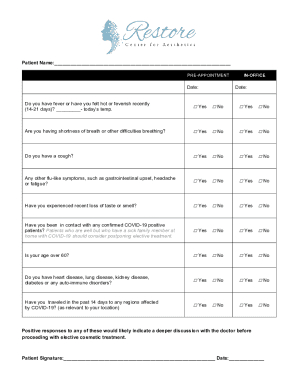 Fillable Online Fillable Online COVID- 19 Screening Questionnaire ...