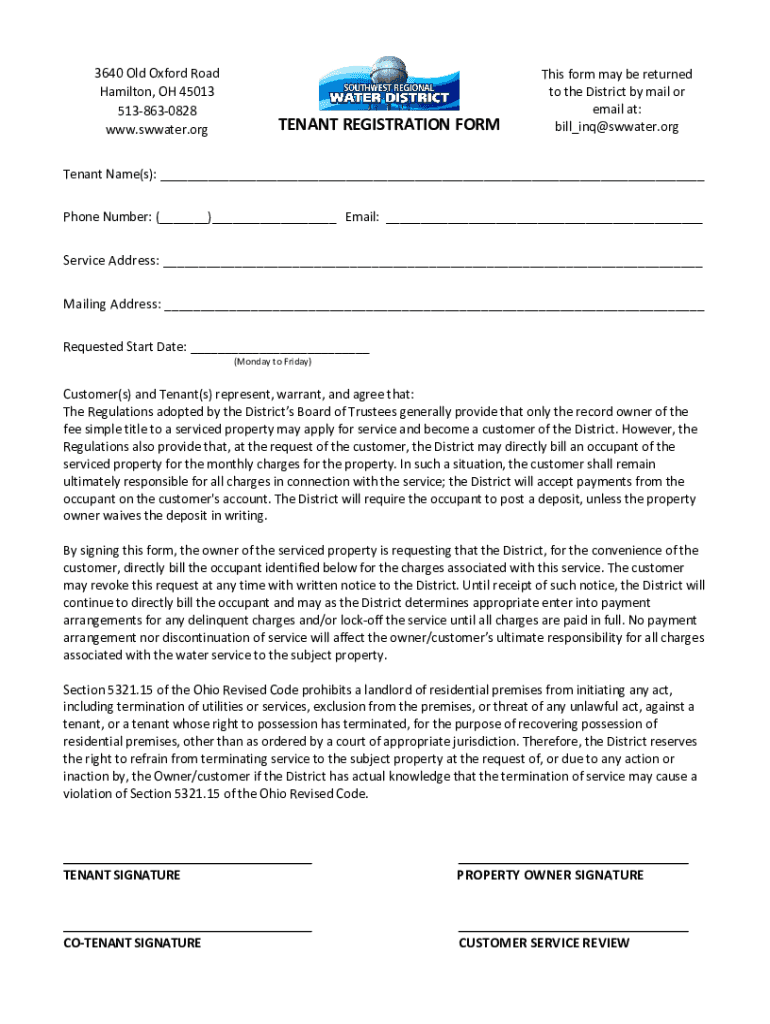 Fillable Online Tenant Registration Form.docx Fax Email Print - pdfFiller