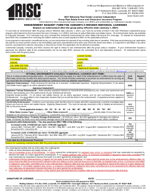 Fillable Online Request an endorsement after the group policy effective date (January 1, 2021 ...