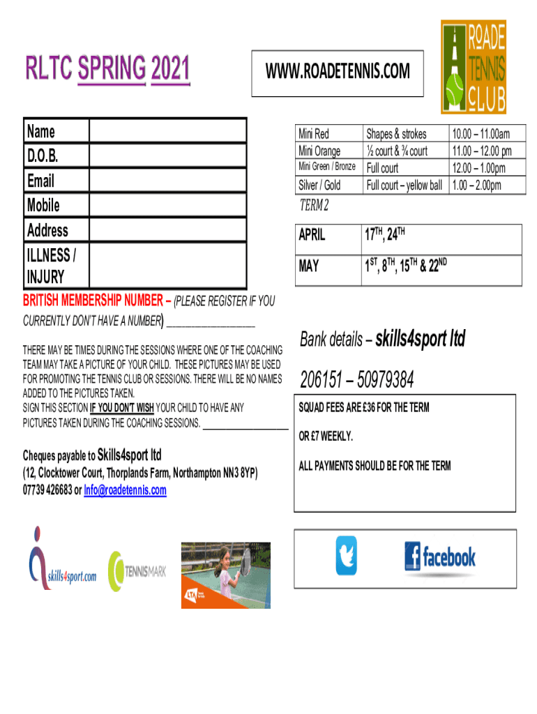 Fillable Online SQUAD FORMS 2021 Spring .docx Fax Email Print - pdfFiller