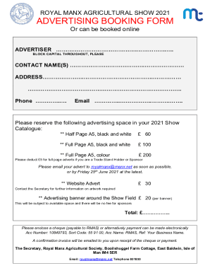 Fillable Online Advertising Booking Form 2021 Fax Email Print - pdfFiller