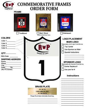 Fillable Online Commemorative Frame Form Fax Email Print - pdfFiller