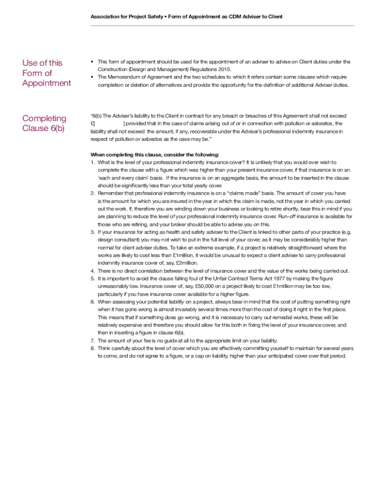 Fillable Online Association for Project Safety Form of Appointment Fax ...