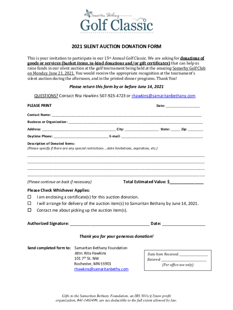 Fillable Online Silent Auction Donation Request Letter: The How-To ...