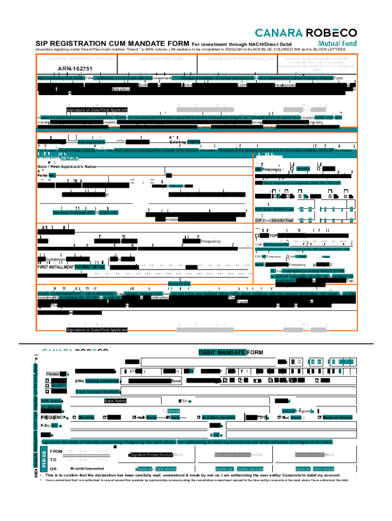 Fillable Online Systematic Investment Plan ( SIP) Registration cum mandate ... Fax Email Print ...