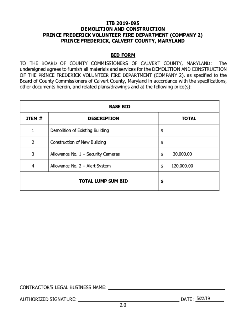 Fillable Online BID DOC TEMPLATE Fax Email Print - pdfFiller