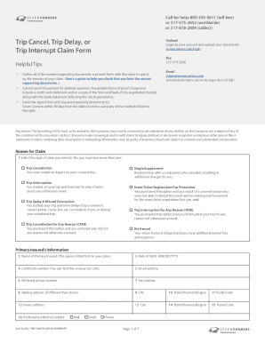 Fillable Online Trip Cancel, Trip Delay, or Trip Interrupt Claim Form ...