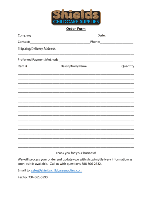 Fillable Online SCS Order Form Fax Email Print - pdfFiller