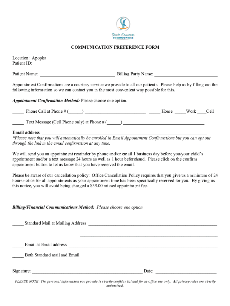 Fillable Online COMMUNICATION PREFERENCE FORM.docx Fax Email Print ...