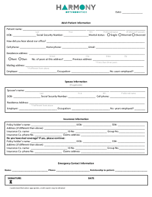 Fillable Online DOB: Social Security Number: Marital status: Fax Email ...