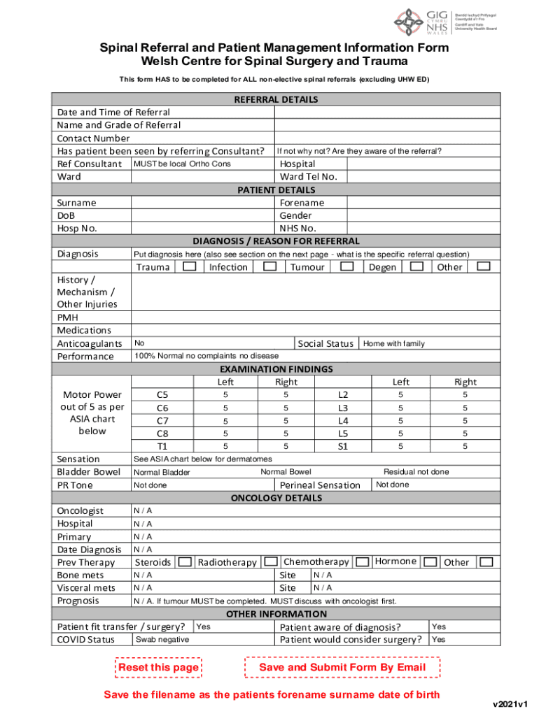 Fillable Online Referrals for a spinal cord injury - Southport ...