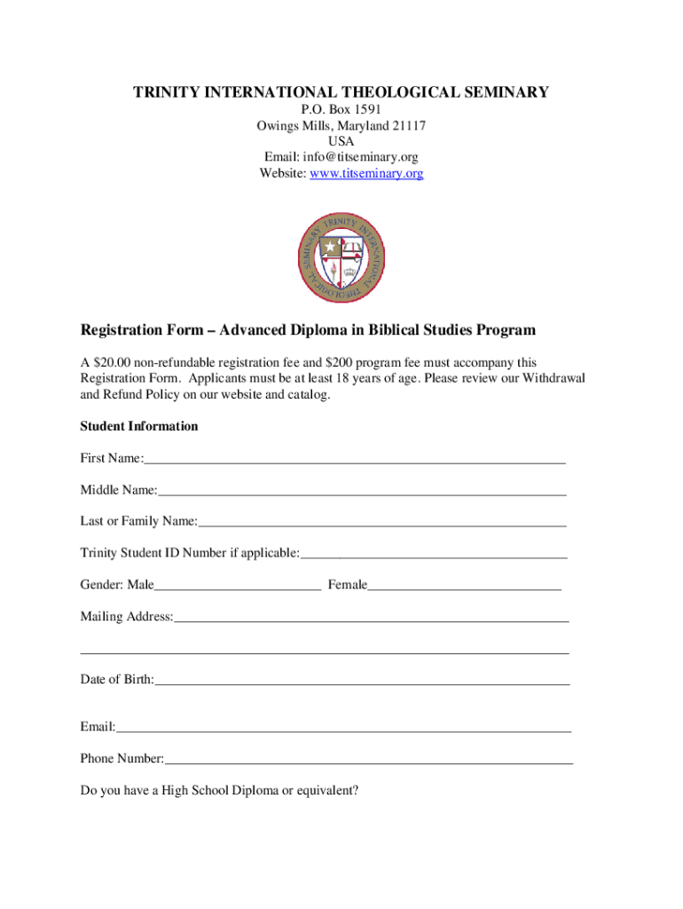 Fillable Online Online Certificate and Diploma in Theology ...