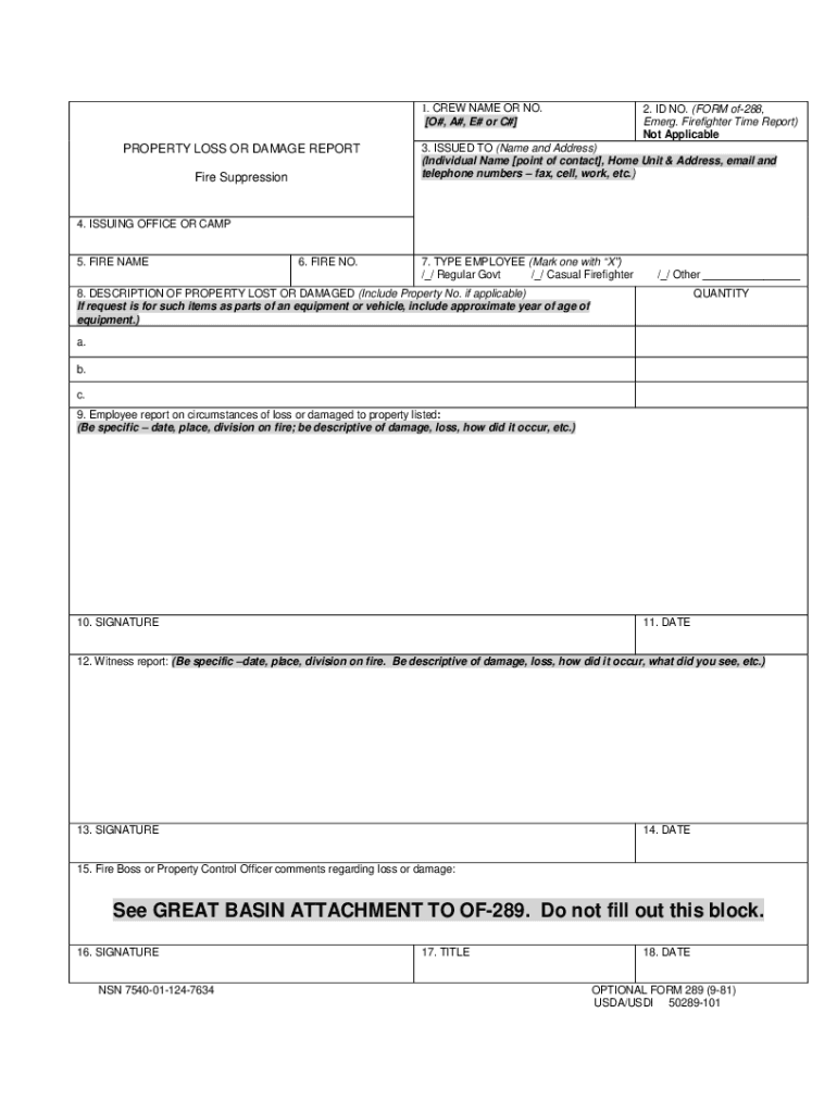 Fillable Online gacc nifc 18+ Property Damage Report Templates in ...