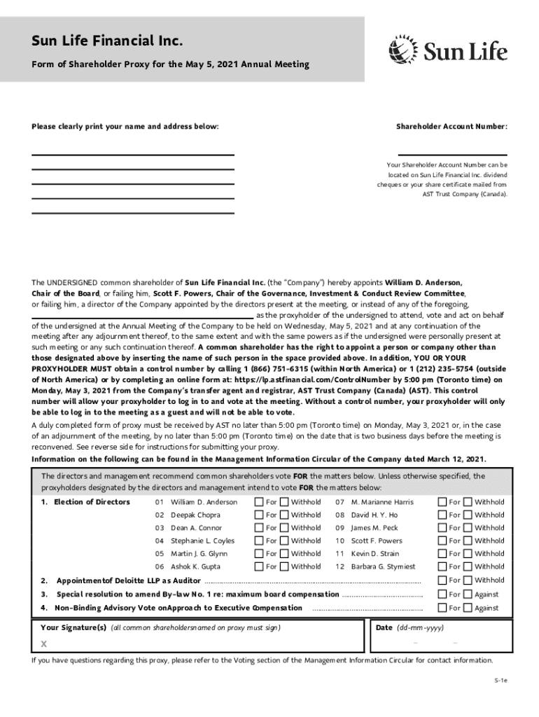 Fillable Online Fillable Online Sun Life Financial Inc - CST Trust ...