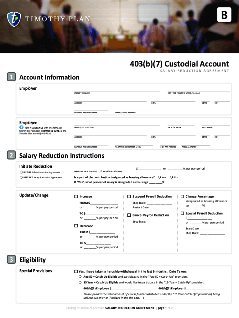 Fillable Online 403(b) SALARY REDUCTION AGREEMENT FORM 403(b)4.72.13 ...