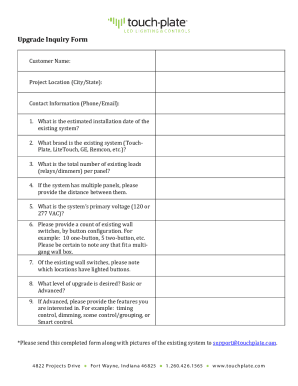 Fillable Online Upgrade Inquiry Form Fax Email Print - pdfFiller