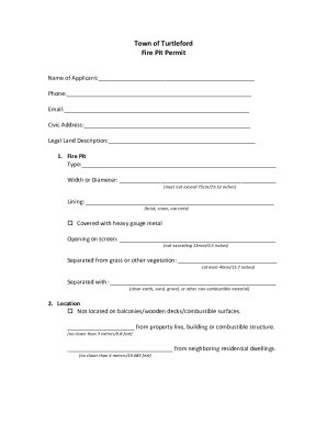 Fillable Online Fire Pit Permit Form - Town of Turtleford Fax Email ...