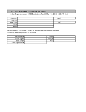 Fillable Online 2021 PMI-PONTOON TRAILER ORDER FORM Fax Email Print ...