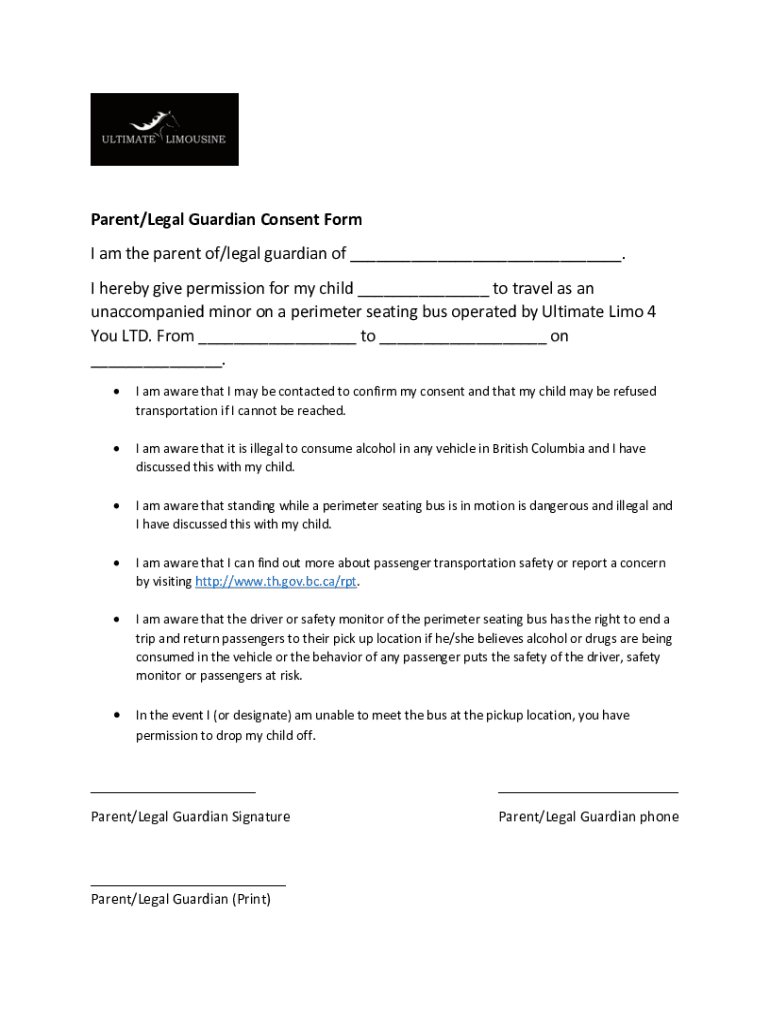 Fillable Online Parent Legal Guardian Consent Form Fax Email Print ...