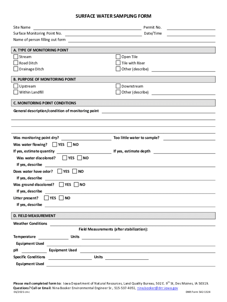Fillable Online Surface Water Sampling Form - Fill and Sign Printable ...