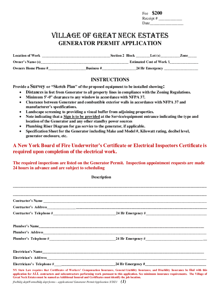 Fillable Online PDF generator permit application - Village of Great ...