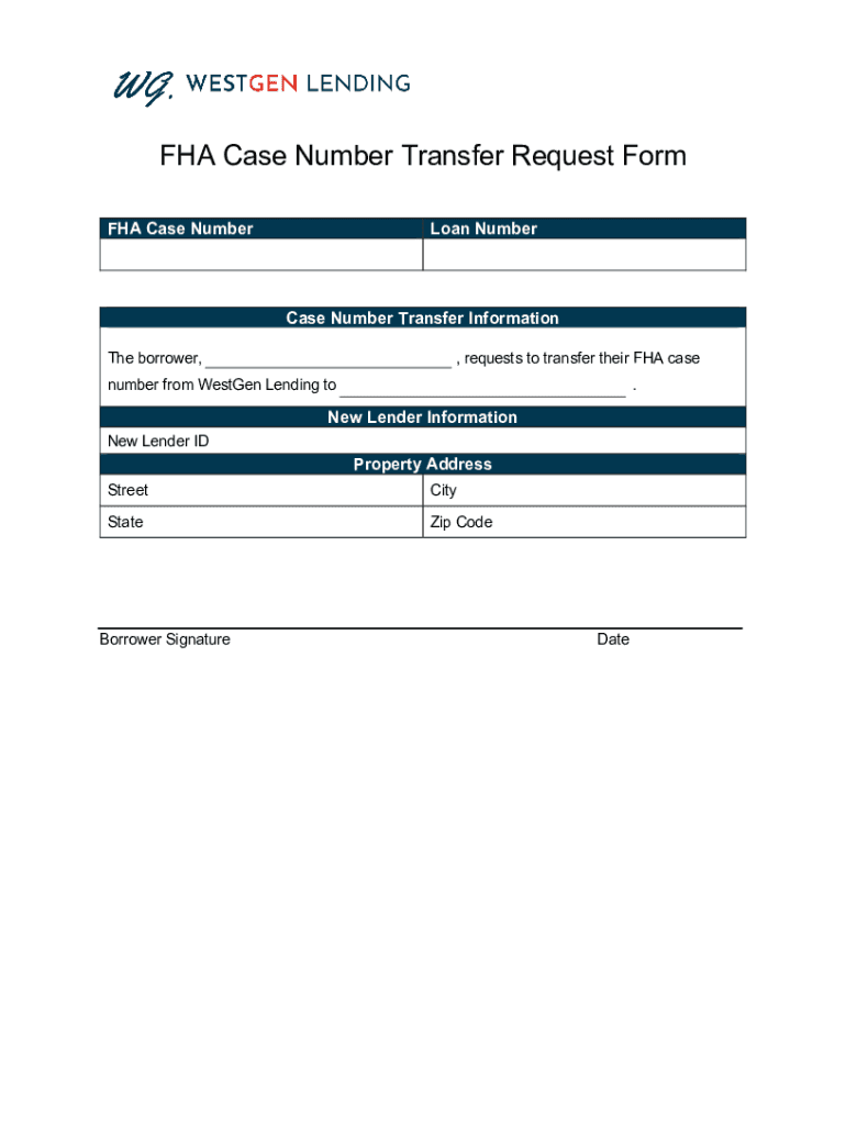 Fha Case Number Transfer Request Form - Fill Online, Printable ...