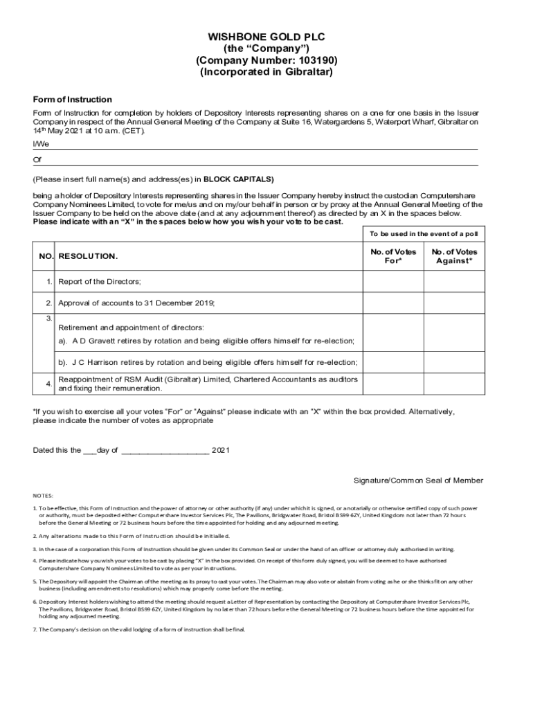 Fillable Online Fillable Online WSBN 2019 EGM Form of Instruction 11 June ... Fax Email Print ...