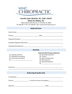 Fillable Online referral form wnc chiropractic.docx Fax Email Print ...