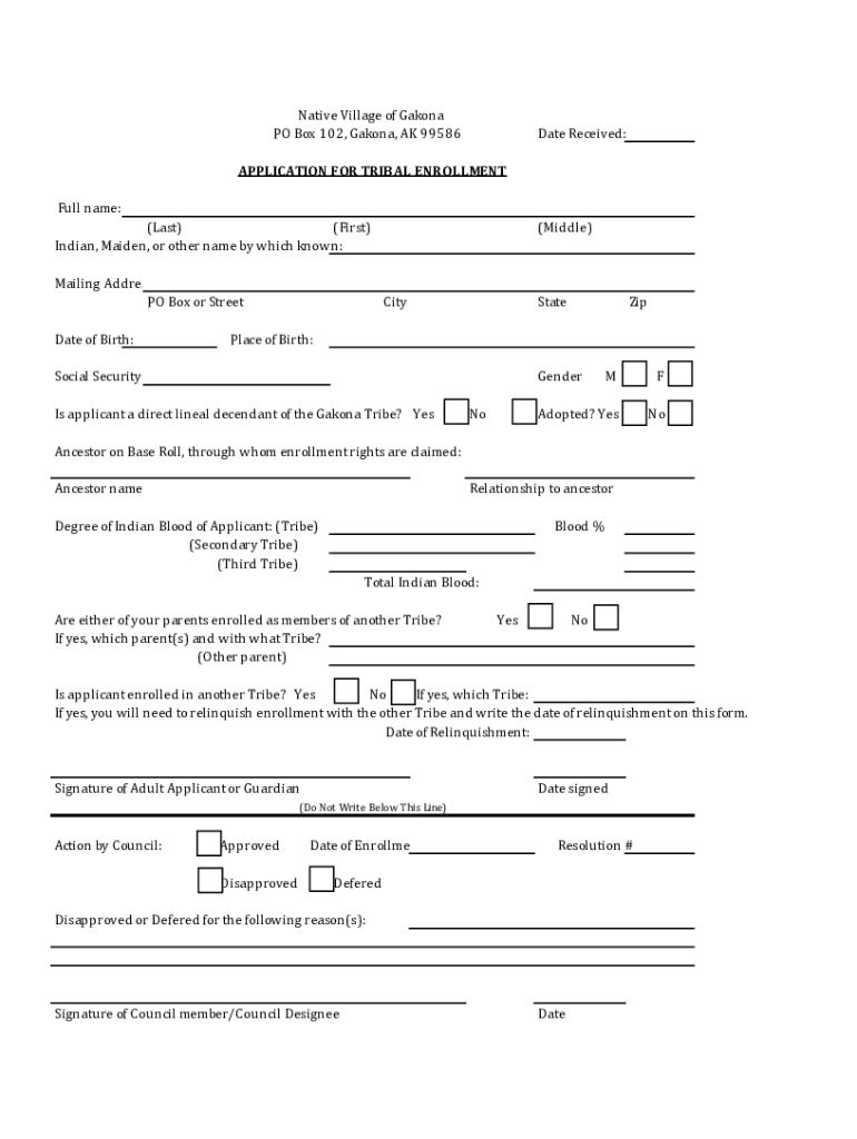 Fillable Online locked-Tribal Enrollment Forms Fax Email Print - pdfFiller